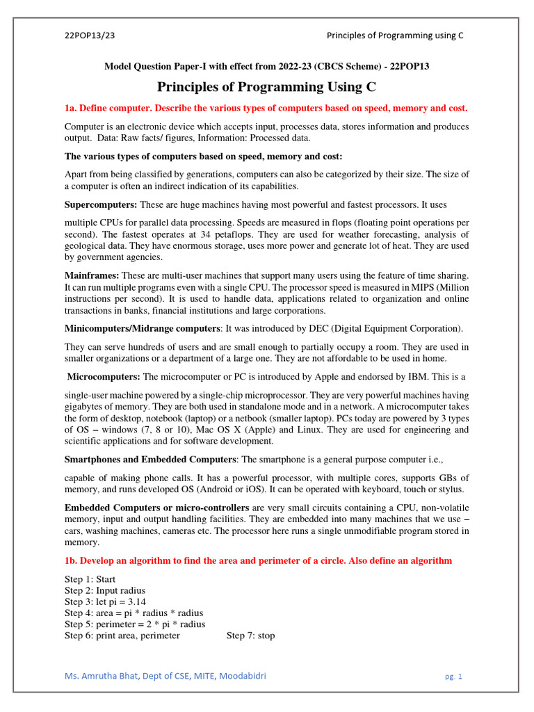 22POP13set1 Answers | PDF | Central Processing Unit | Microcomputers