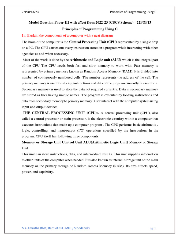 22POP13set3 Answers | PDF | Computer Data Storage | Central Processing Unit