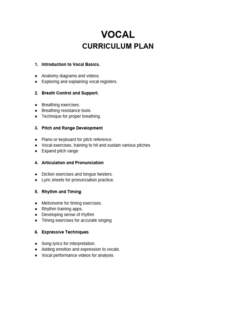 Curriculum Plan (Vocal) PDF | PDF | Foreign Language Studies