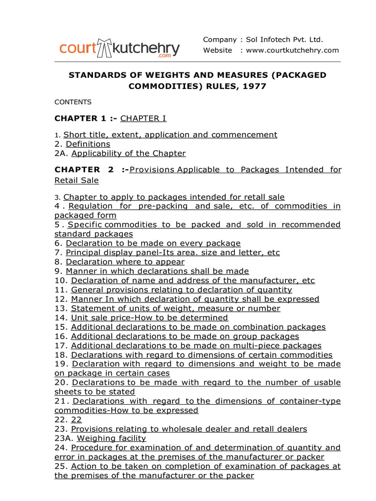 Standards Of Weights And Measures | PDF | Retail | Taxes