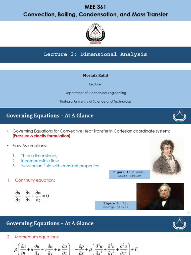 Lecture 3 Dimensional Analysis Pdf Navier Stokes Equations
