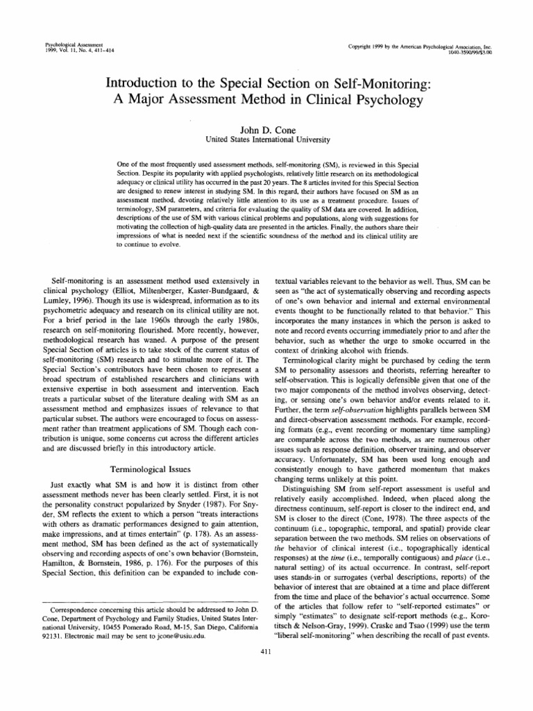 CONE 1999 | PDF | Psychology | Clinical Psychology