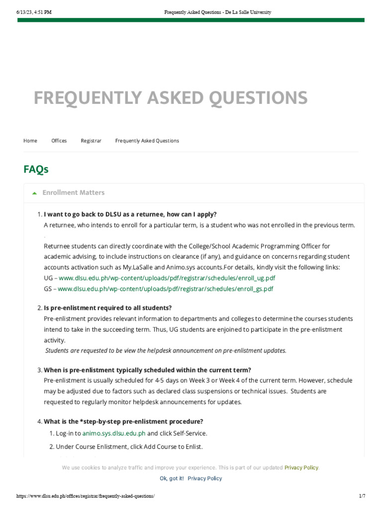 OUR Frequently Asked Questions | PDF