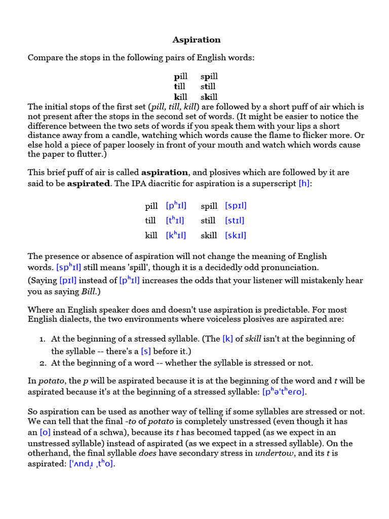 Understanding Aspiration in English | PDF | Language Arts & Discipline