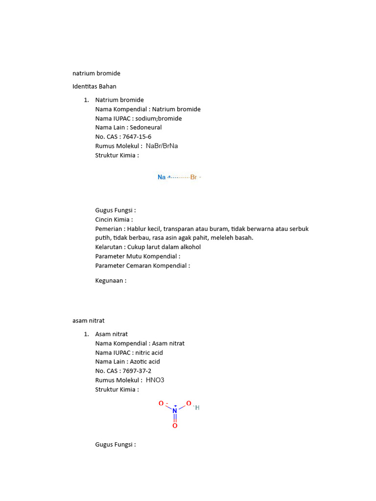 Natrium Bromide Dan Asam Nitrat | PDF