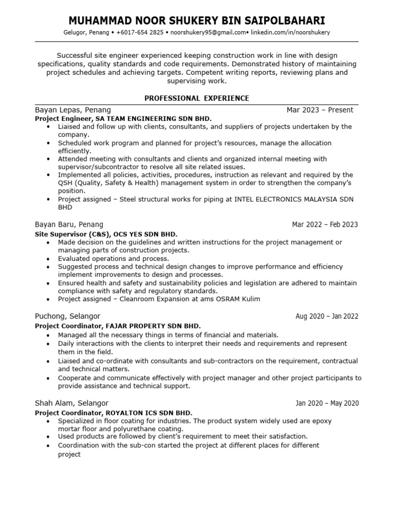Resume Muhammad Noor Shukery Bin Saipolbahari 2 | PDF | Business