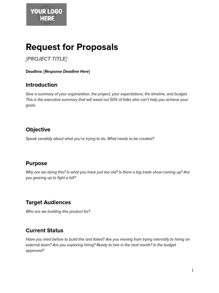 RFP (Request for Proposal) Template | PDF