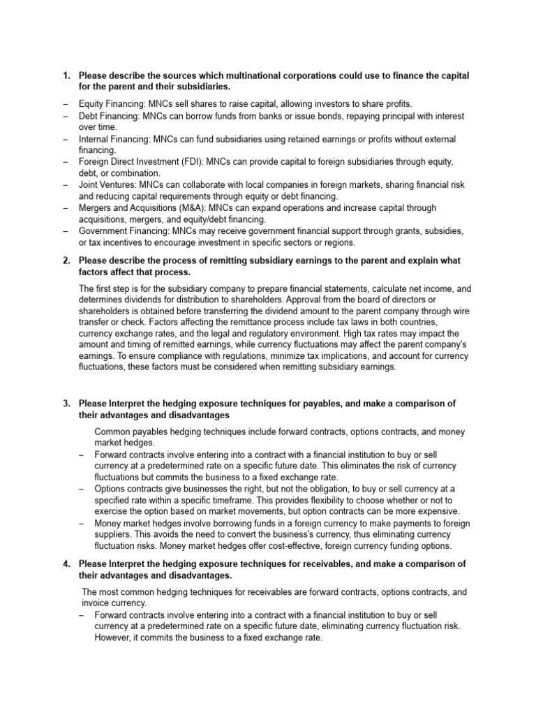 Mnc Pdf Multinational Corporation Financial Capital