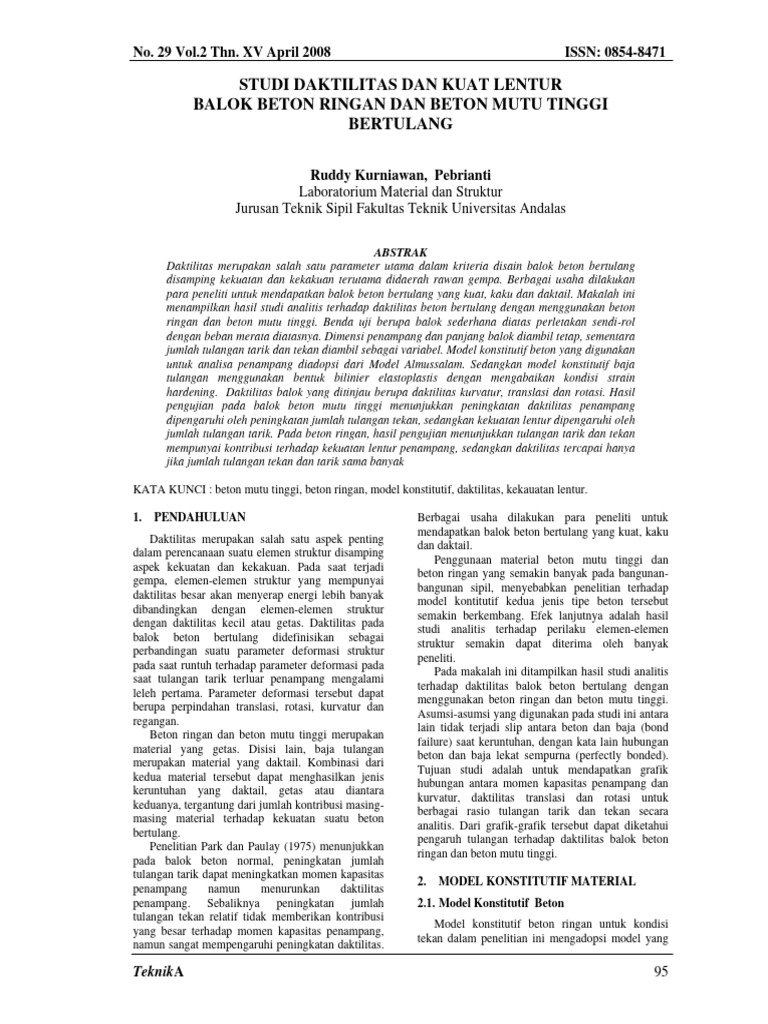 Studi Daktilitas Balok Beton Bertulang | PDF