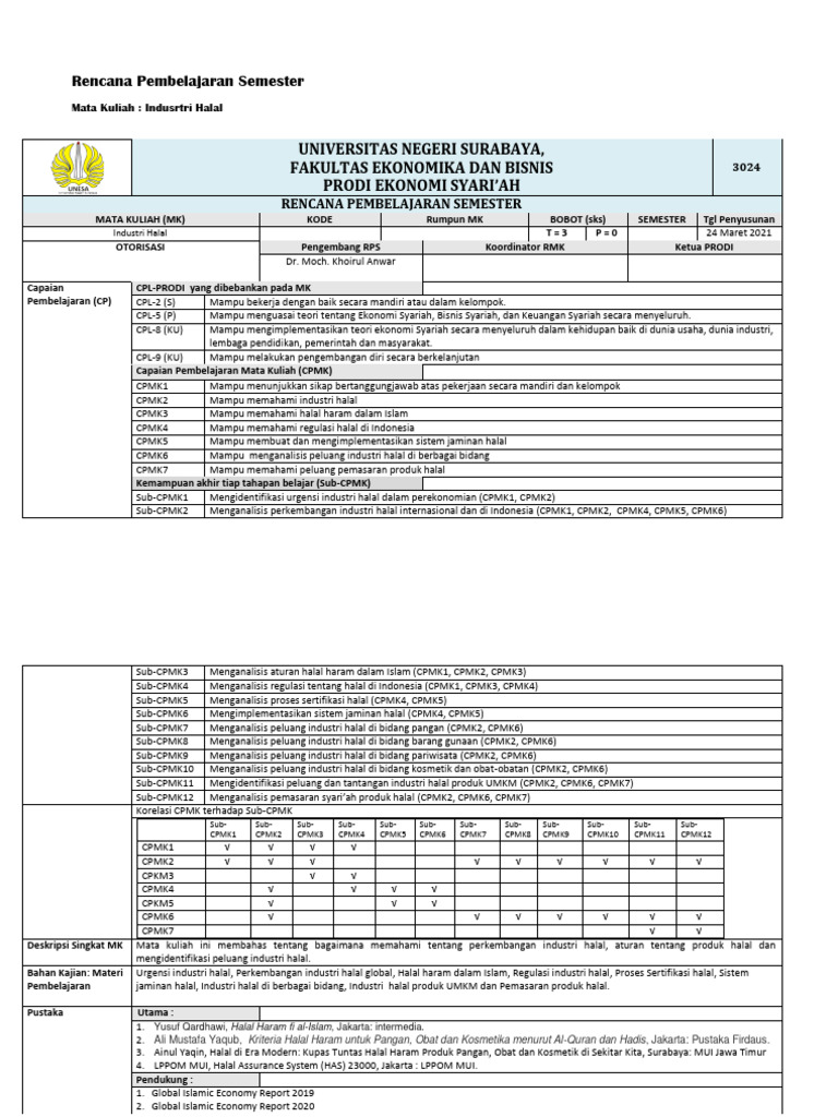 RPS Industri Halal - Obe | PDF