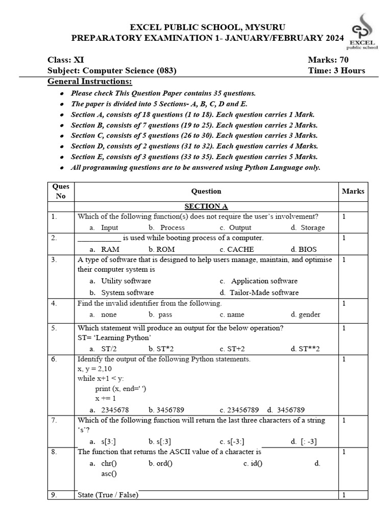 Class 11 QP Prep | PDF
