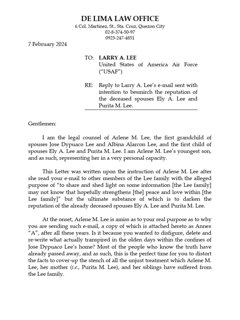 Letter Larry Lee | PDF | Debt