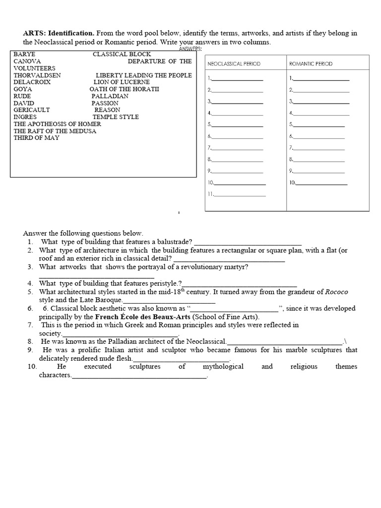 Mapeh Exam | PDF | Sculpture | Western Art