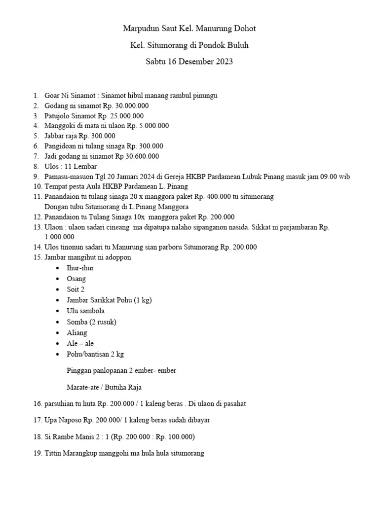 Marpudun Saut Kel | PDF