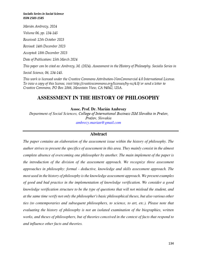 Assessment in The History of Philosophy | PDF | Logic | Science