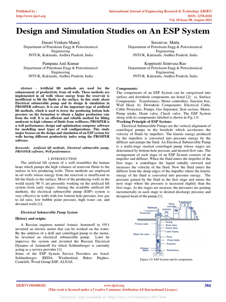 Design and Simulation Studies On ESP System | PDF | Pump | Petroleum ...