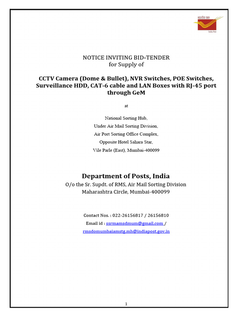 CCTV Tender For Wireless | PDF