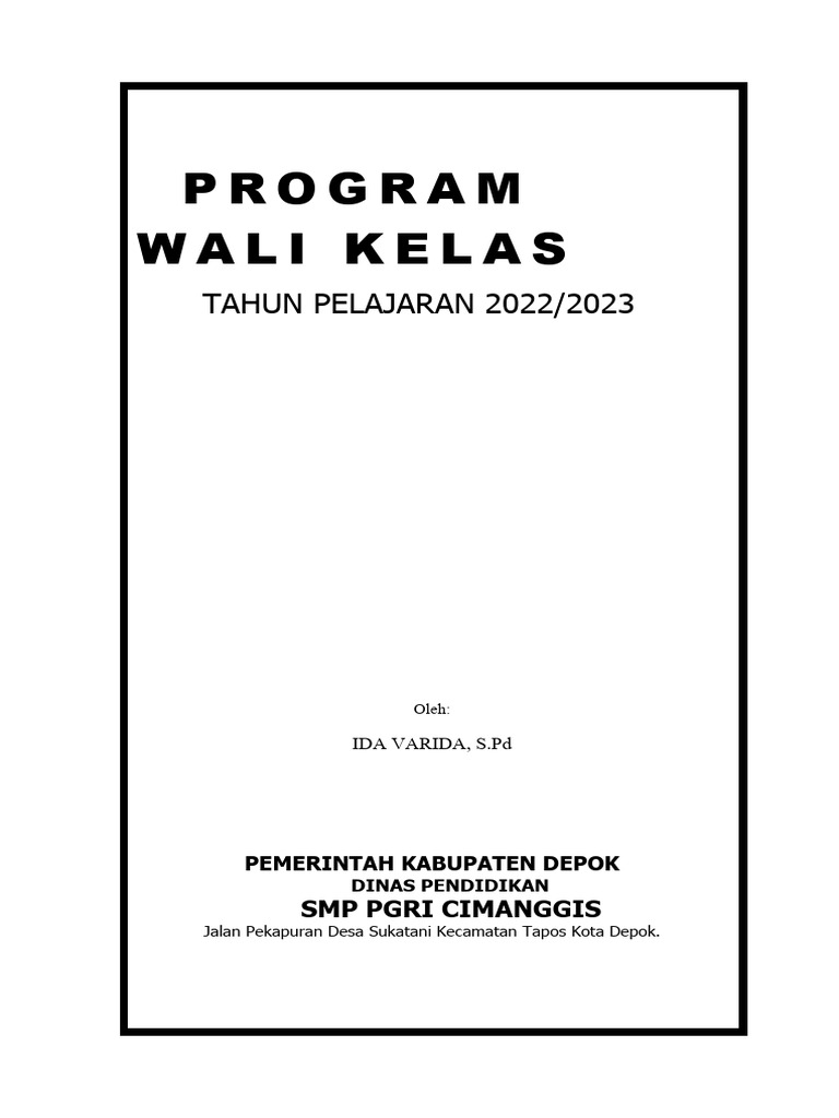 Program Kerja Wali Kelas SMP, Ida | PDF
