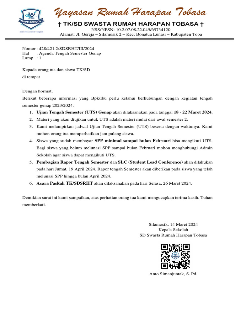 Surat Uts Genap | PDF