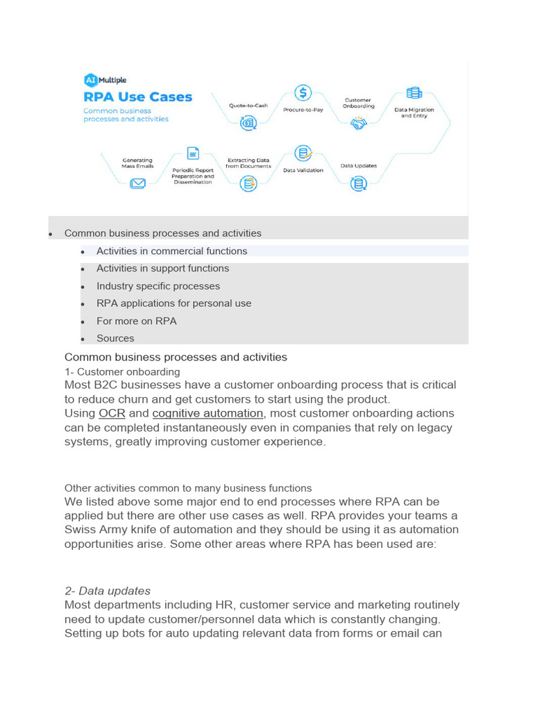 Common Business Processes and activities-RPA | PDF | Automation ...