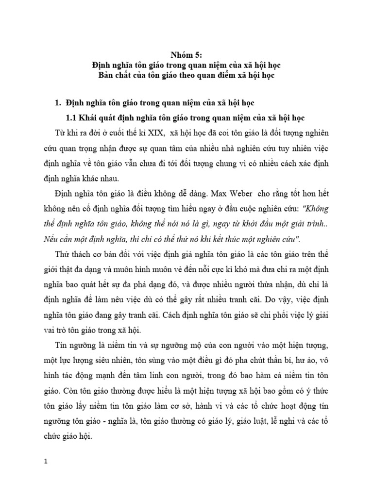 Nhóm 2. Bài Tập Lần 1. XHH Tôn Giáo | PDF