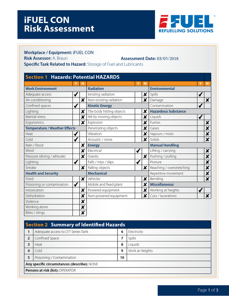 iFUEL CON Risk Assessment | PDF | Hazards | Ionizing Radiation