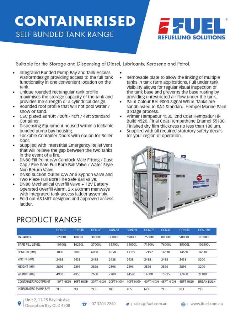 IFUEL Data Sheet TANK Containerised | PDF | Home & Garden | Computers