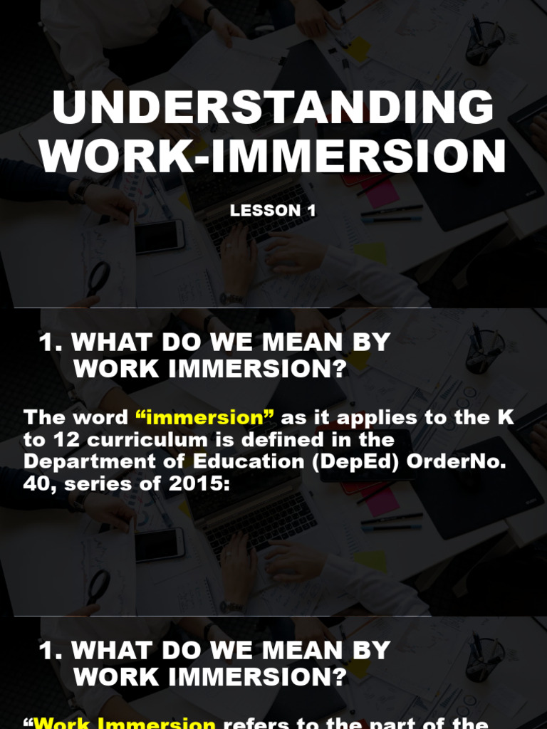 Lesson 1 Work Immersion | Download Free PDF | Behavior | Employment