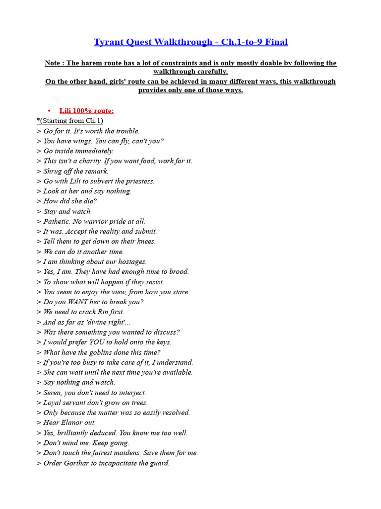 Walkthrough TQ Final 1.0 | PDF