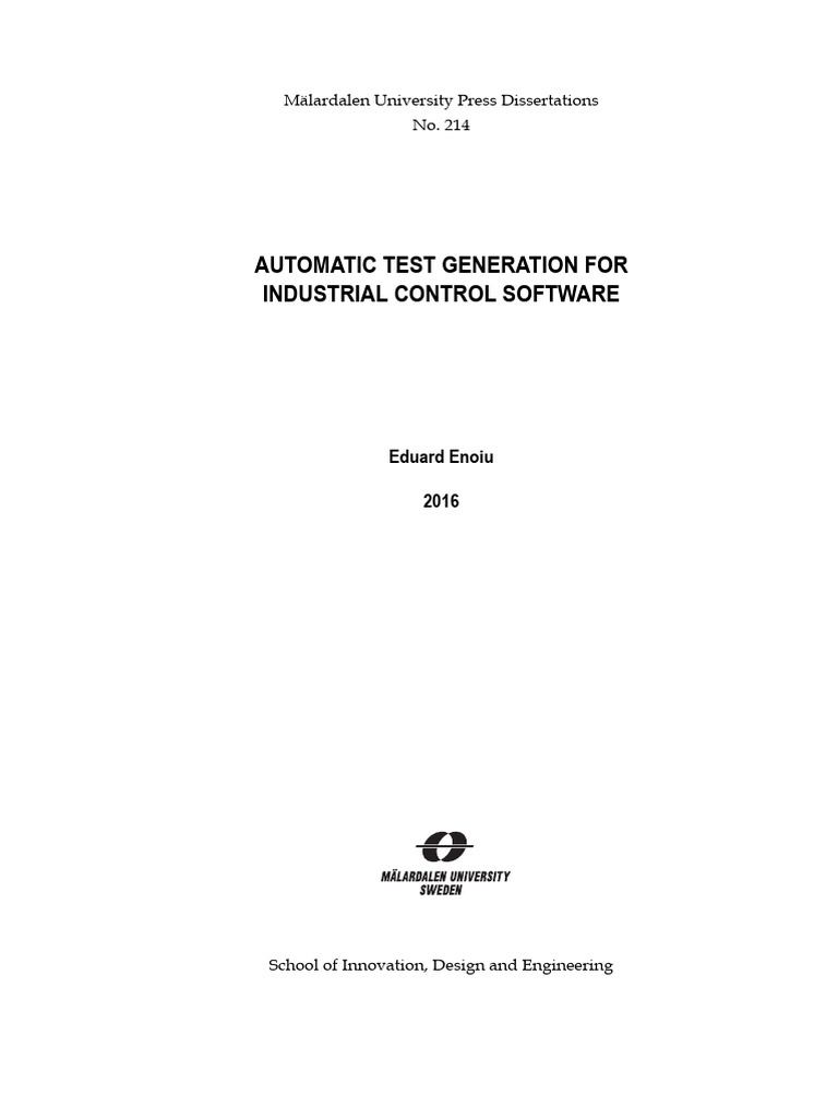 Automatic Test Generation For Industrial Control Software | PDF ...