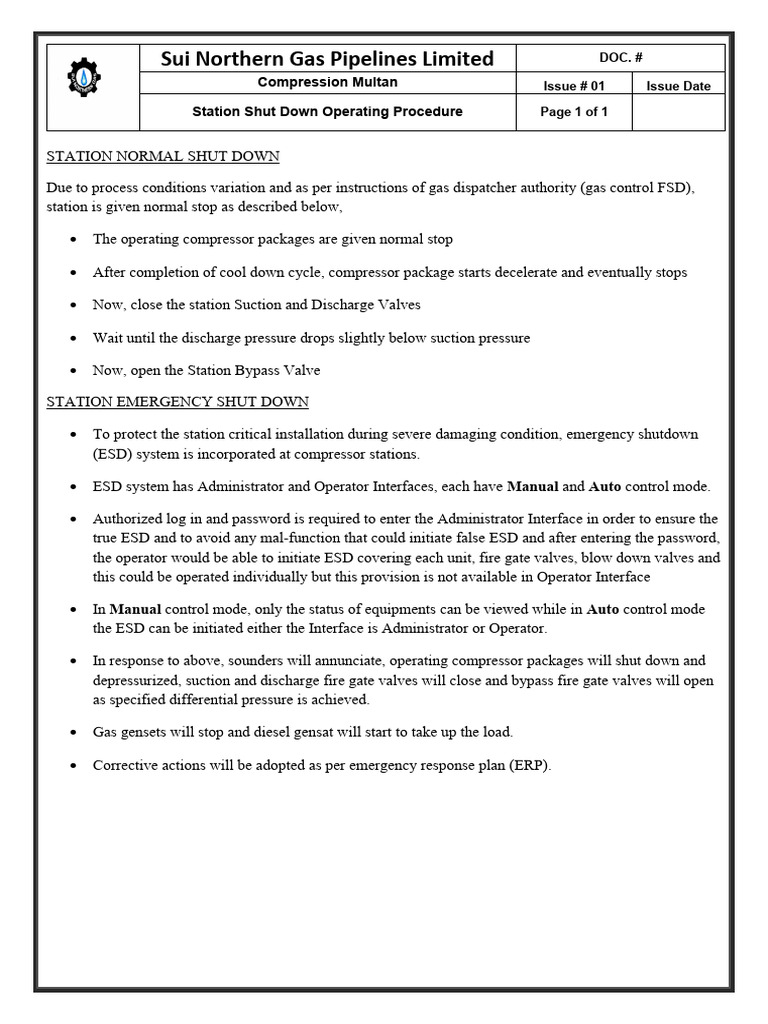 SOP Station Shut Down | PDF