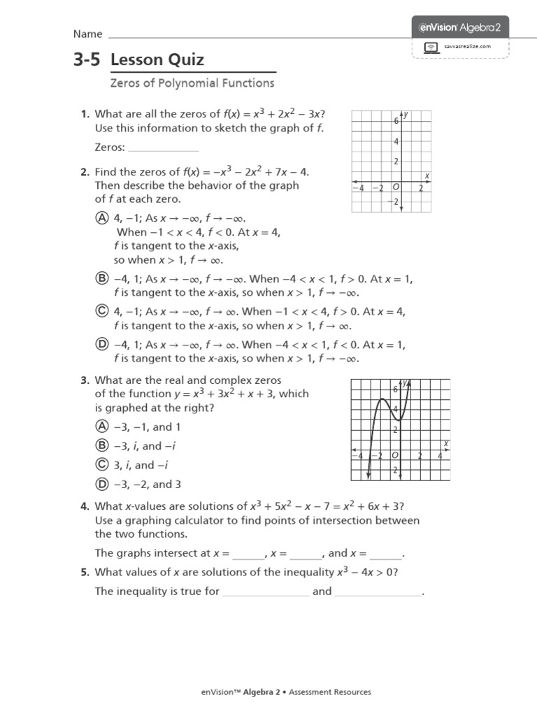 3-5_ Lesson Quiz (PDF) | PDF | Zero Of A Function | Geometry