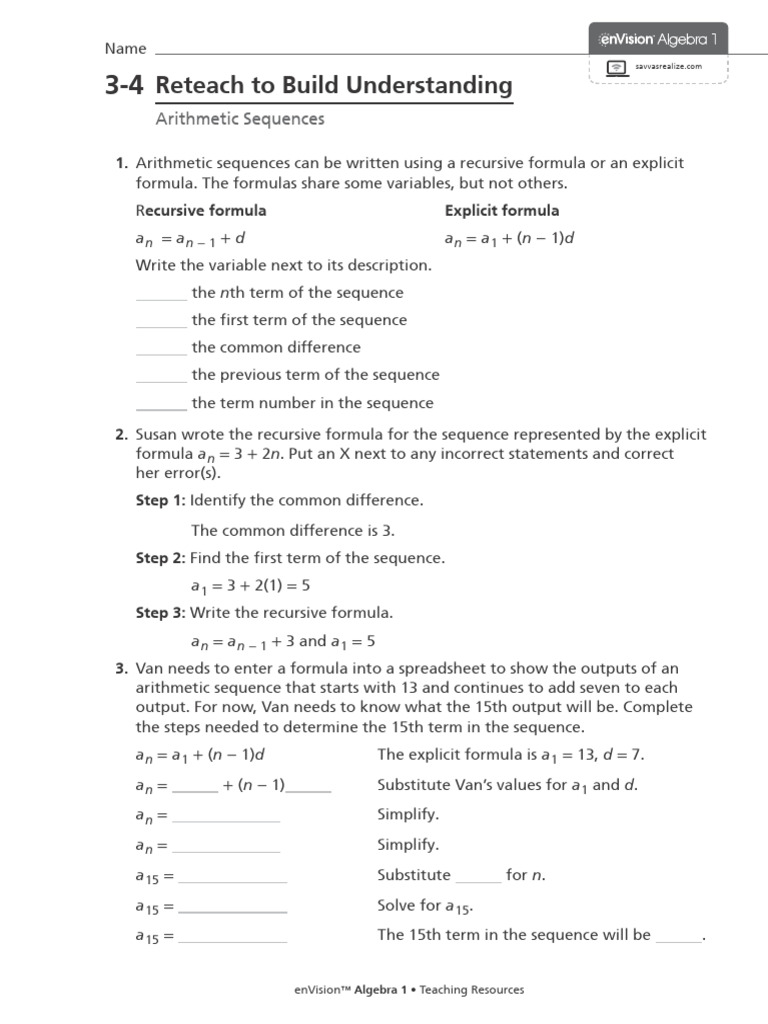 3-4 - Reteach To Build Understanding (Class Work) | PDF