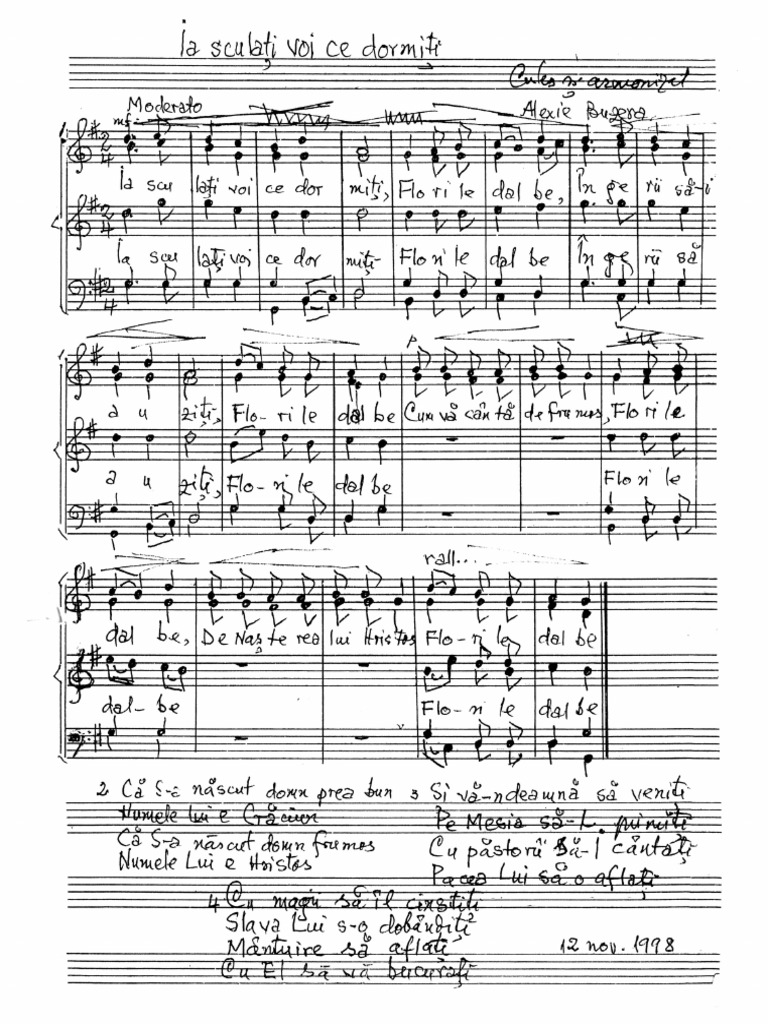 Alexie Buzera - Ia Sculaţi Voi Ce Dormiţi (SATB) | PDF