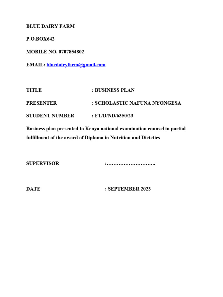 FARM Business Plan Scholastica | PDF | Sales | Milk