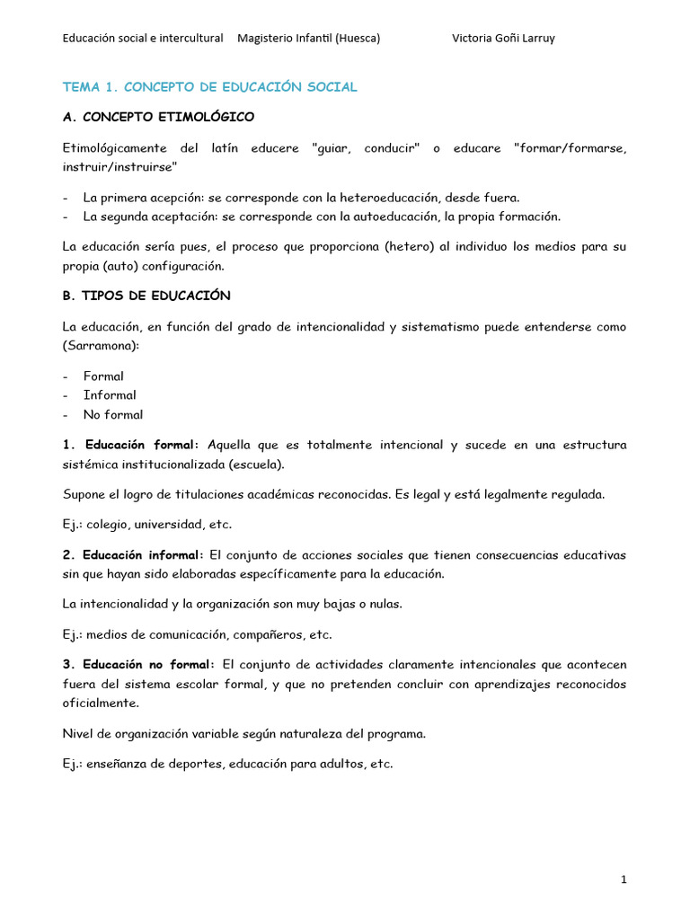 Educación Social: Conceptos y Tipos | PDF | Plan de estudios | Sociedad