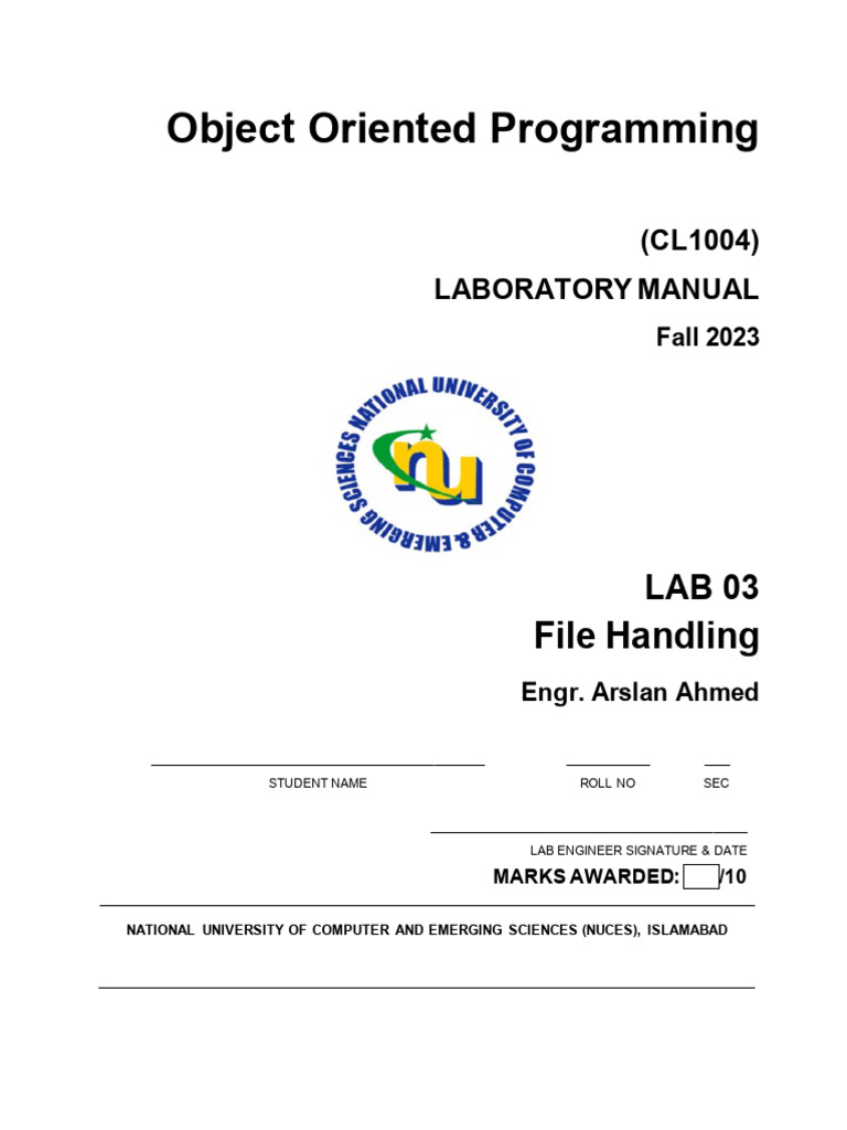 OOP Lab 903 File Handling | PDF | Computer File | String (Computer Science) OOP Lab 903 File Handling | PDF | Computer File | String (Computer Science)