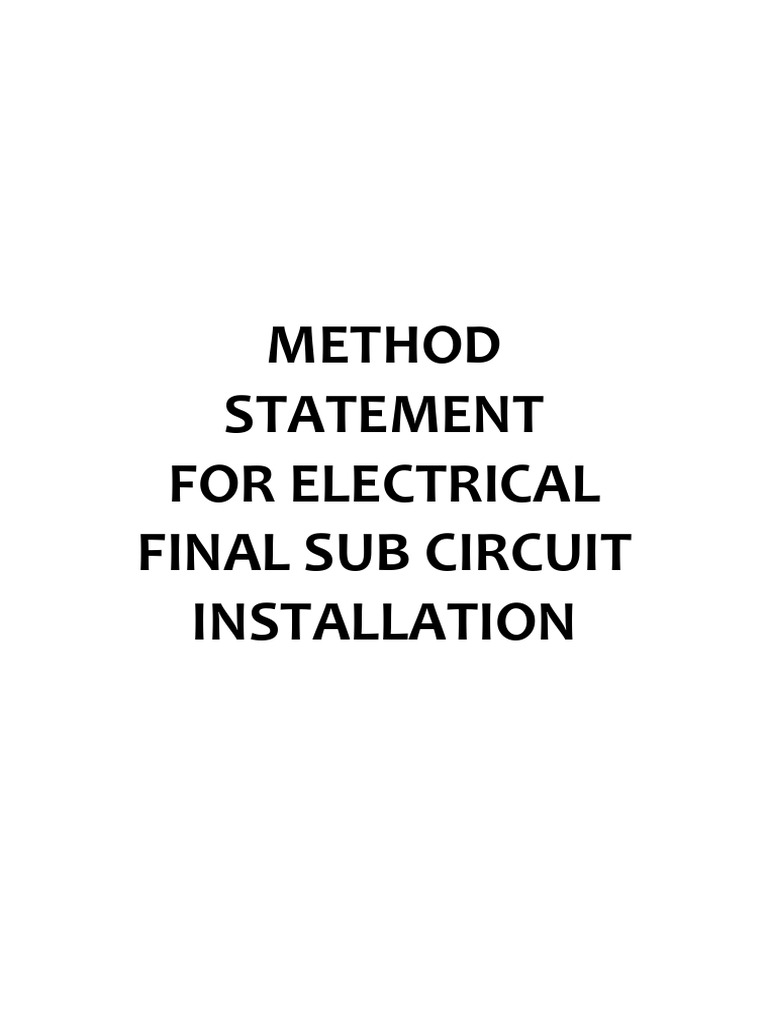 Final Sub Circuit Installation Method | PDF | Electrical Wiring | Safety