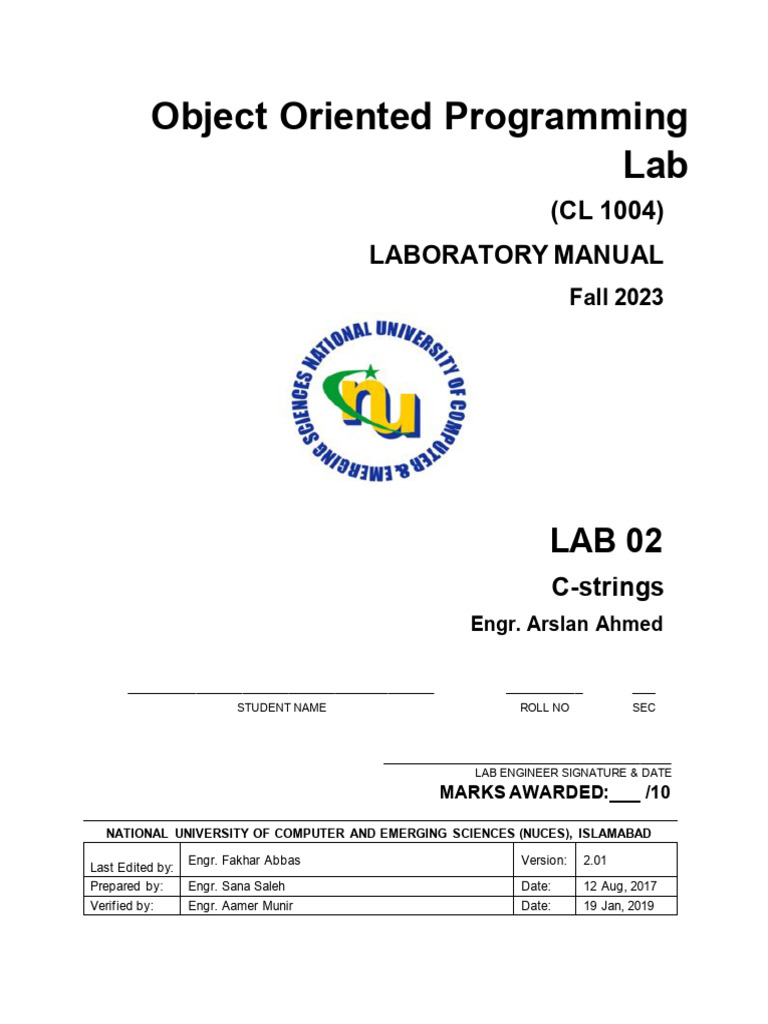 OOP_Lab_902_C-Strings | PDF | String (Computer Science) | C (Programming Language)