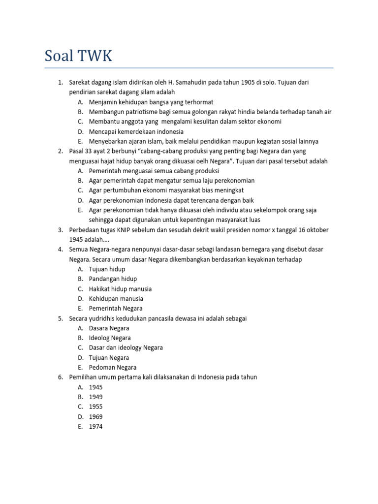 Soal TWK | PDF