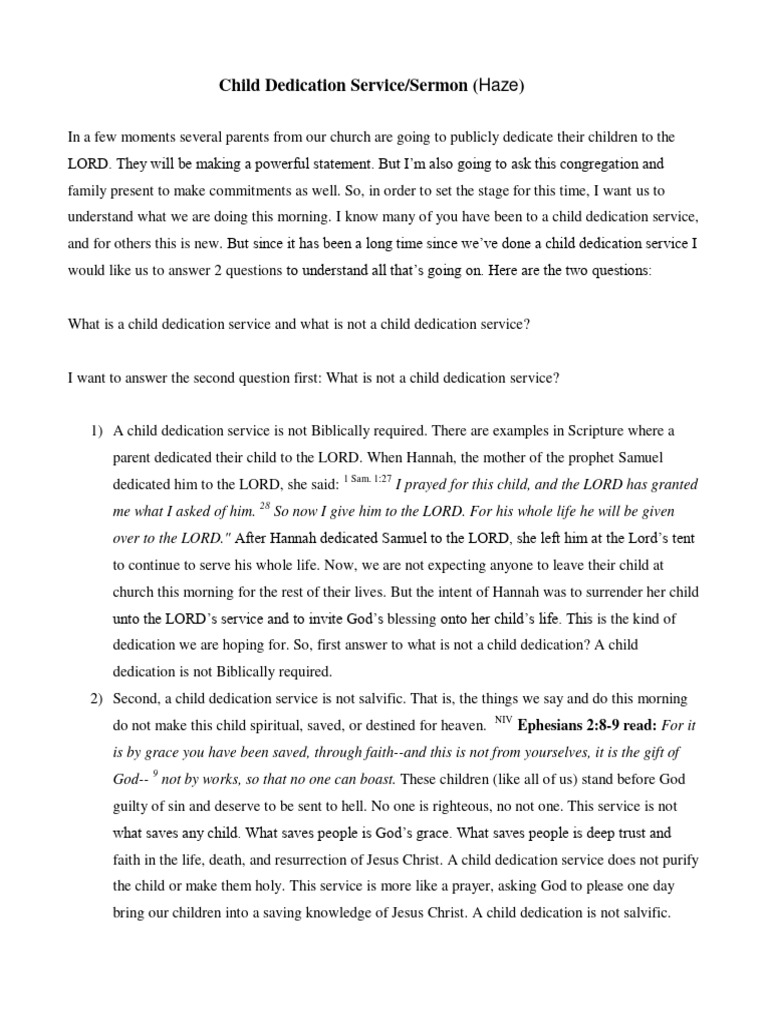 Understanding Child Dedication Service | PDF | Baptism | Jesus