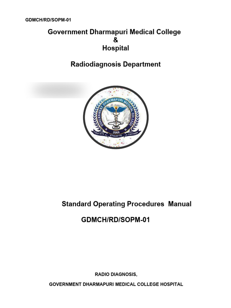 Radiology SOP Manual for GDMCH | PDF | Medical Imaging | Radiology