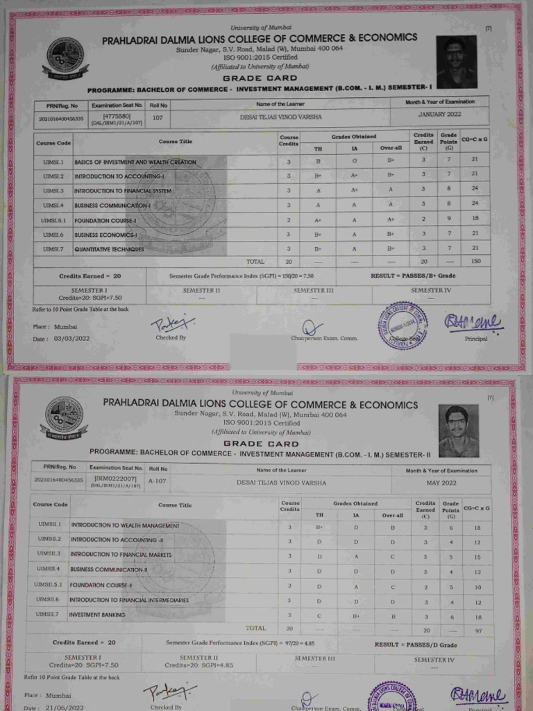 All Semester Marksheets Compressed | PDF