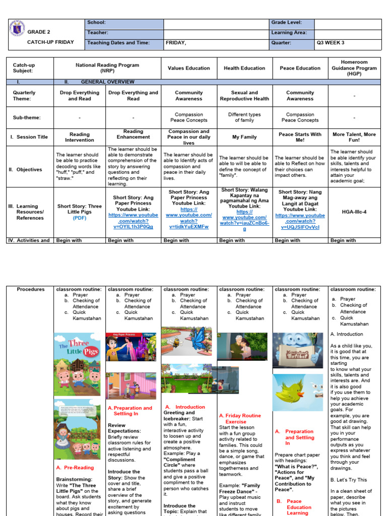 DLL-CATCH-UP-FRIDAY-WEEK-3 | PDF | Reading Comprehension | Learning
