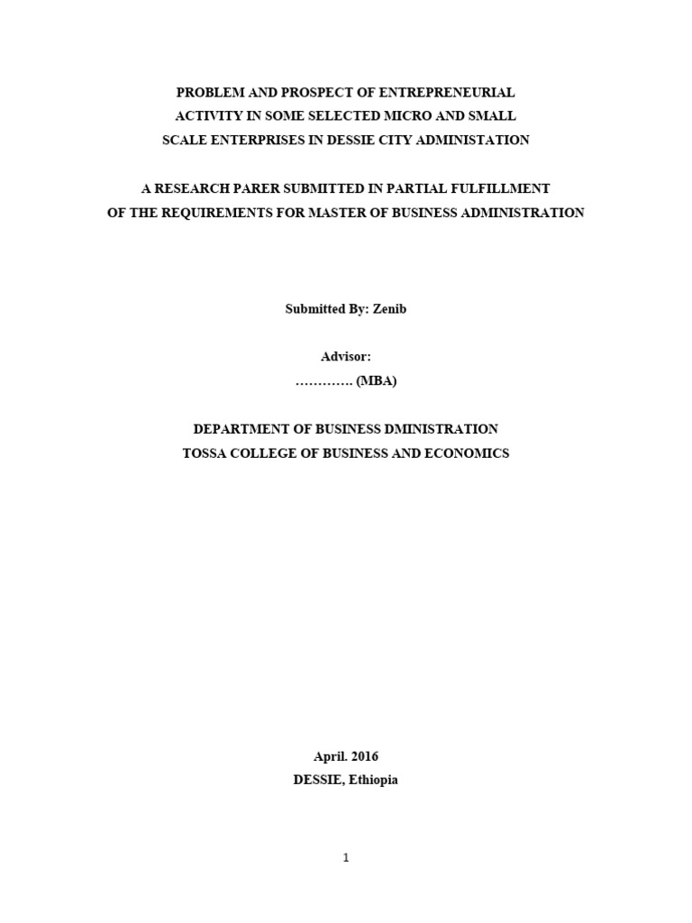 Theesis For Proposl Four | PDF | Entrepreneurship | Economic Growth