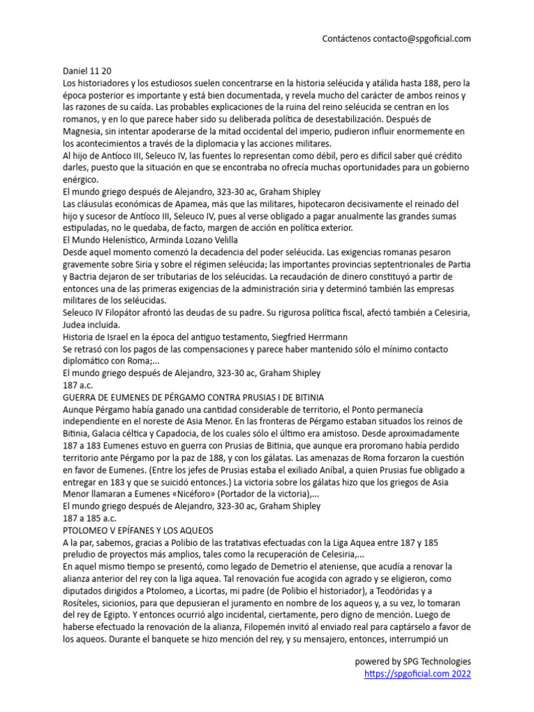 Daniel 11 20 | PDF | Reino Ptolemaico | Periodo helenístico