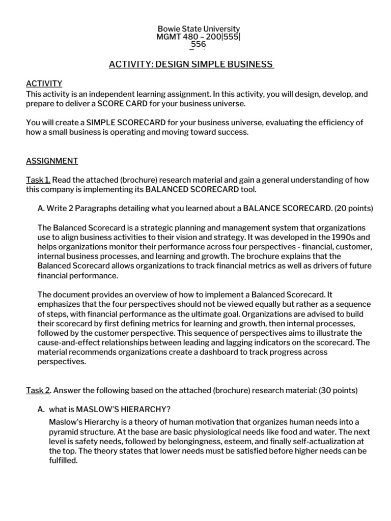 BSU POM Activity ScORE CARD | PDF | Performance Indicator | Strategic ...