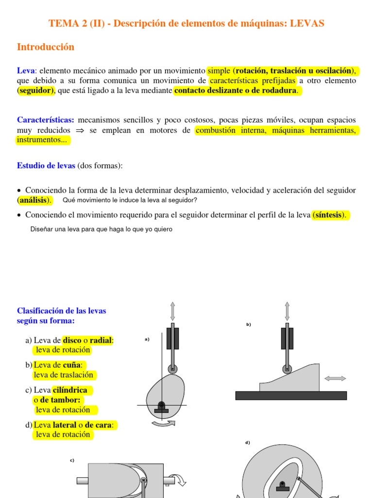Transparencias T2 - Parte II - Levas y Engranajes | PDF | Engranaje | Eje