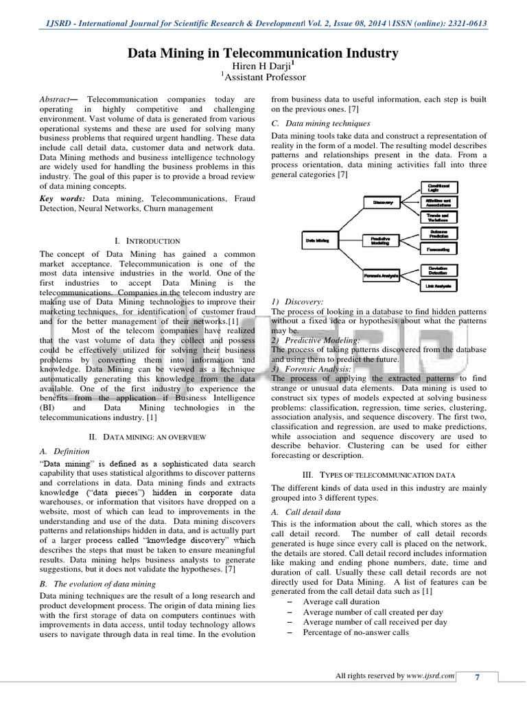 Data Mining in Telecommunication Industr | PDF | Data Mining | Data