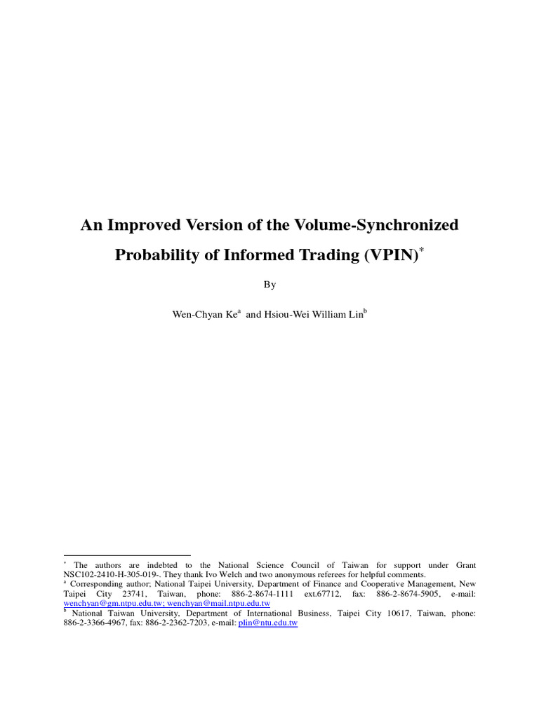Advanced VPIN Model for Traders | PDF | Poisson Distribution | Teaching ...